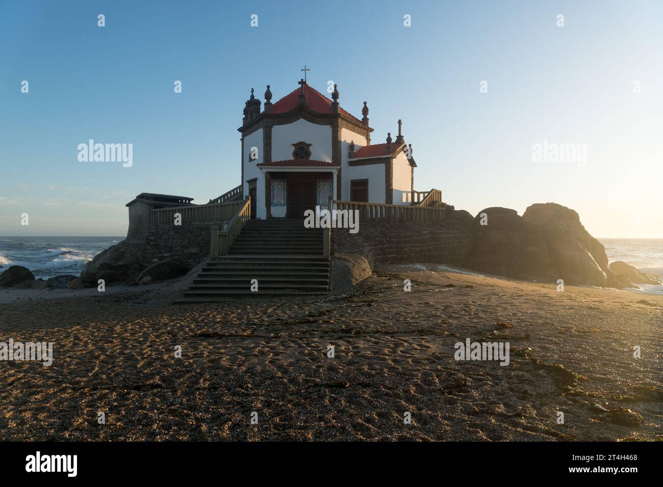 Capela do Senhor da Pedra or Lord of the rock chapel at sunset, Miramar ...