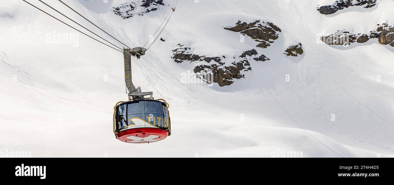 Engelberg , Switzerland - May 19 2023:Cable car Mount Titlis 3020 ...