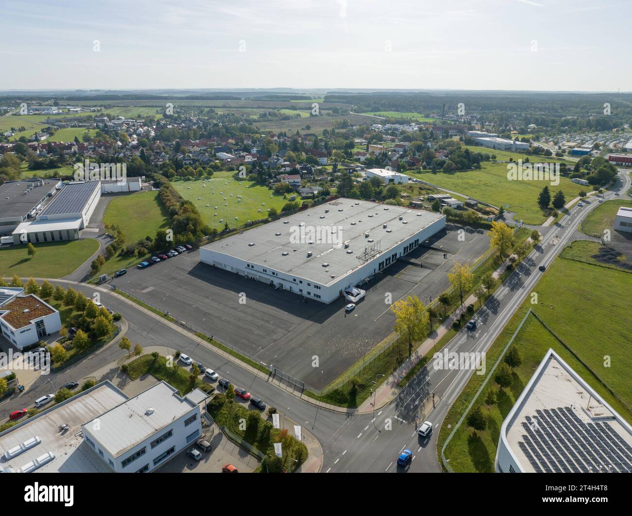 Erstaufnahmestelle Hermsdorf Drohnenaufnahme Einer Lagerhalle In Erstaufnahmestelle Hermsdorf Drohnenaufnahme Einer Lagerhalle In