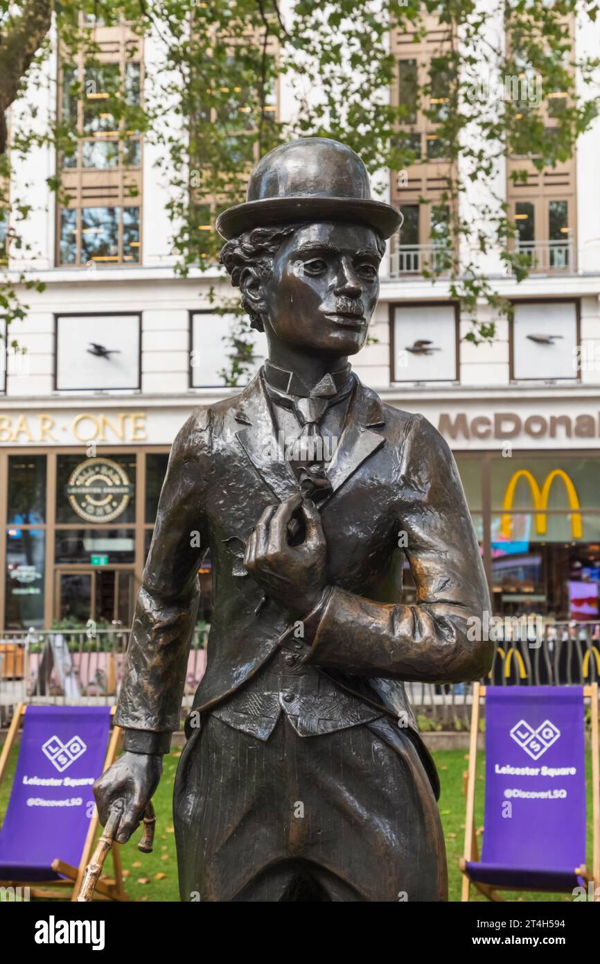 England, London, Leicester Square, Charlie Chaplin Statue Stock Photo ...