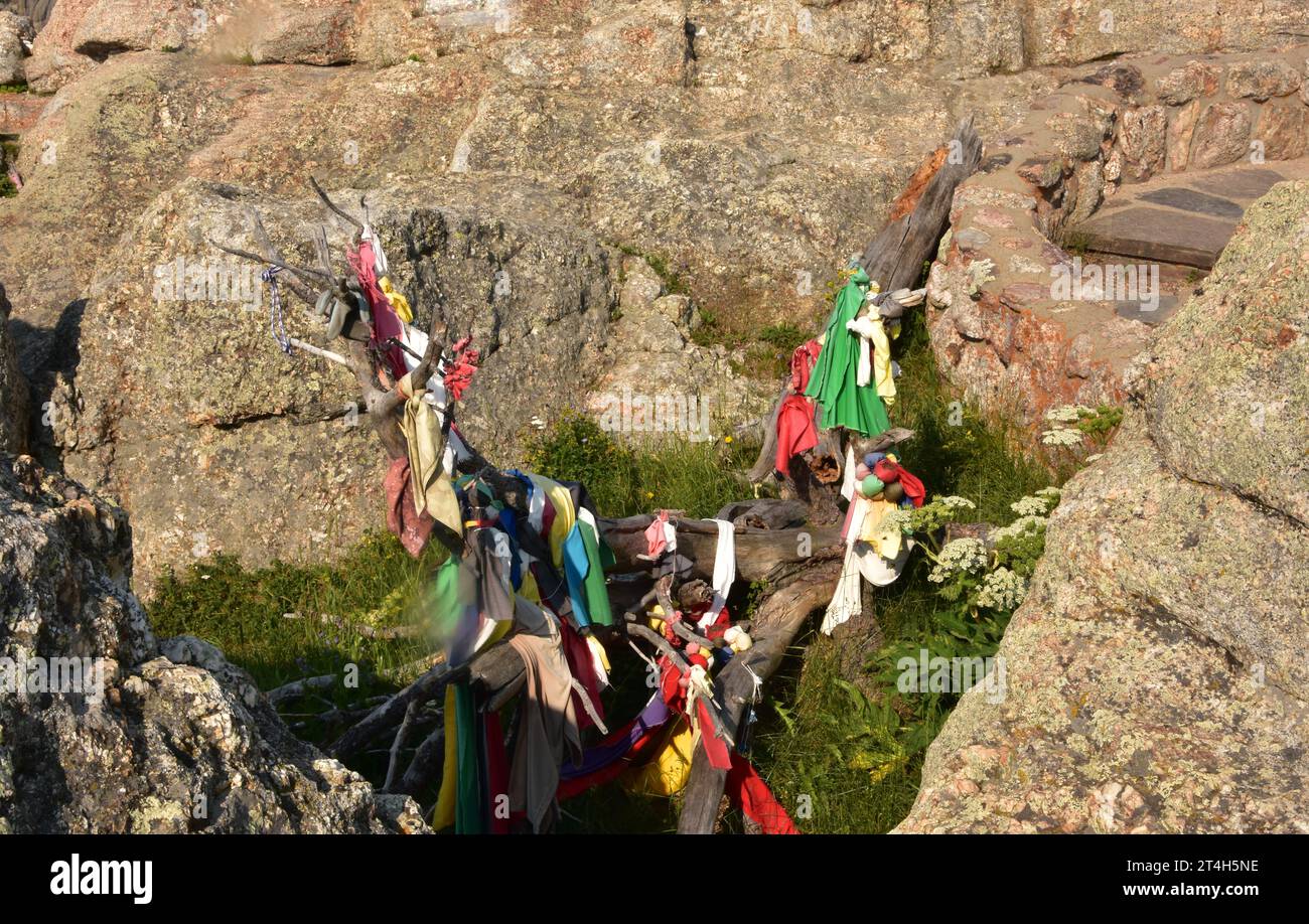 Sacred Native American prayer flags on top of Black Elk Peak Stock ...