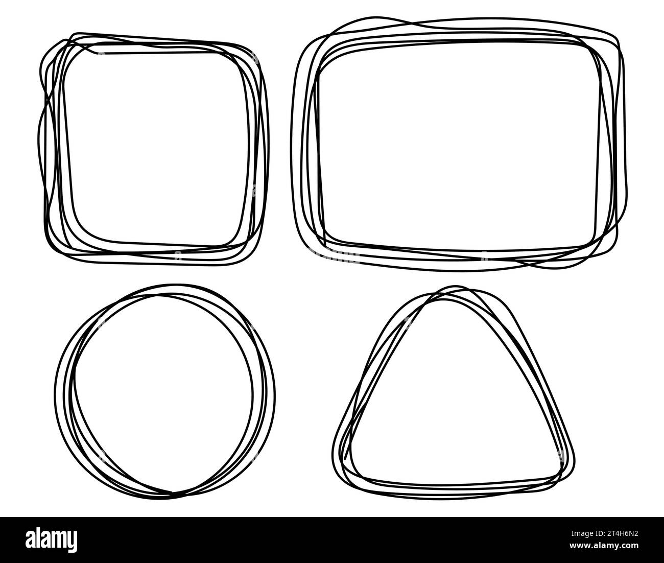 4 hand drawn geometric shapes, hand drawn, isolated on white background ...