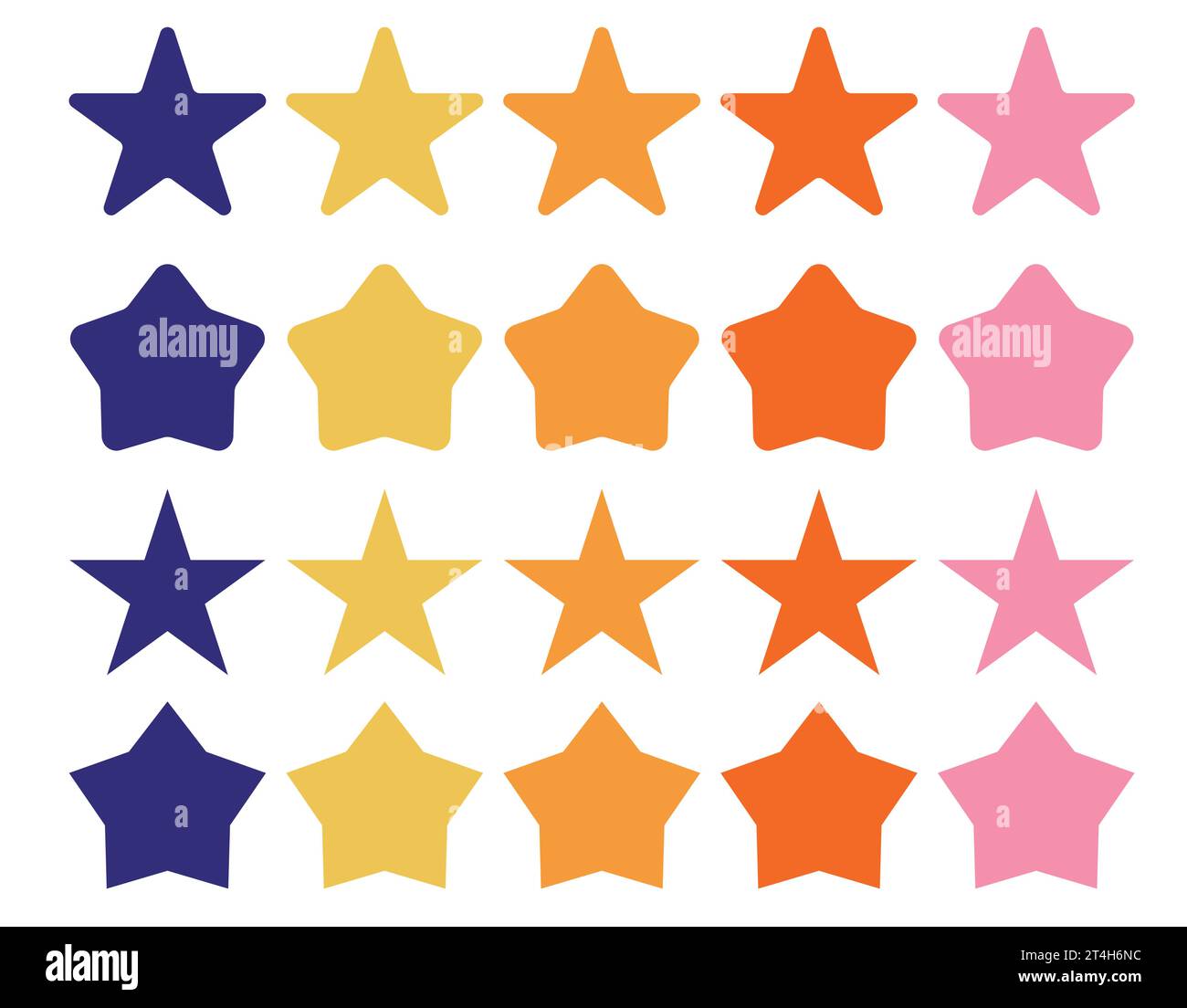 Set of stars of different shapes, flat design, bright colors Stock ...
