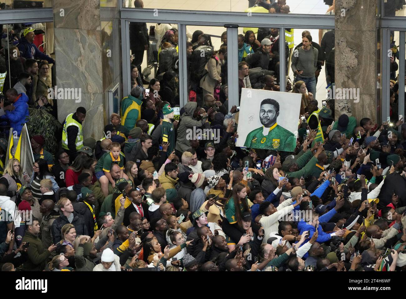 Fans welcome South Africa' Springbok team as they arrive at O.R Tambo's ...