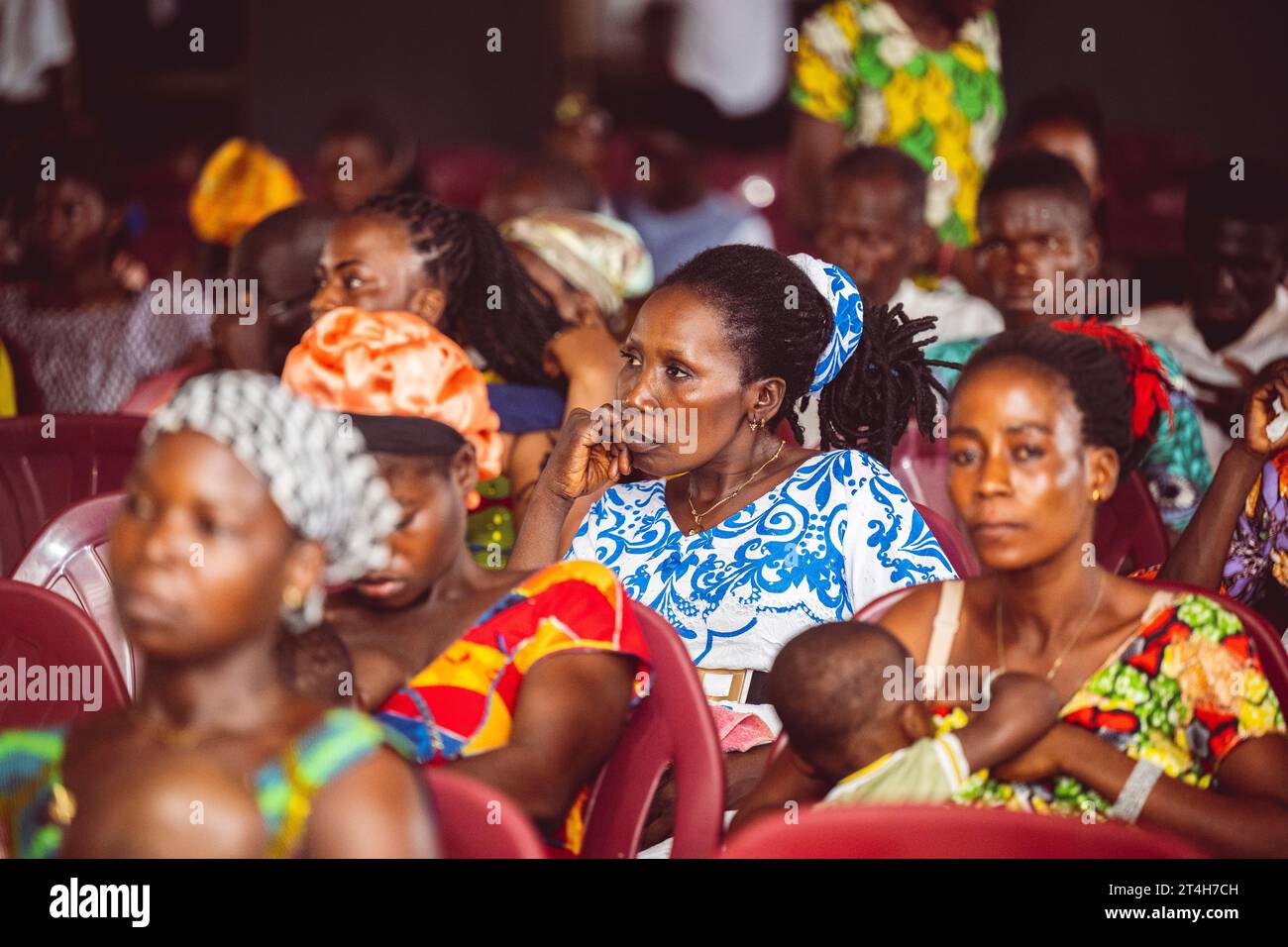 A large congregation gathered in a church in Abidjan, Cote d'Ivoire ...