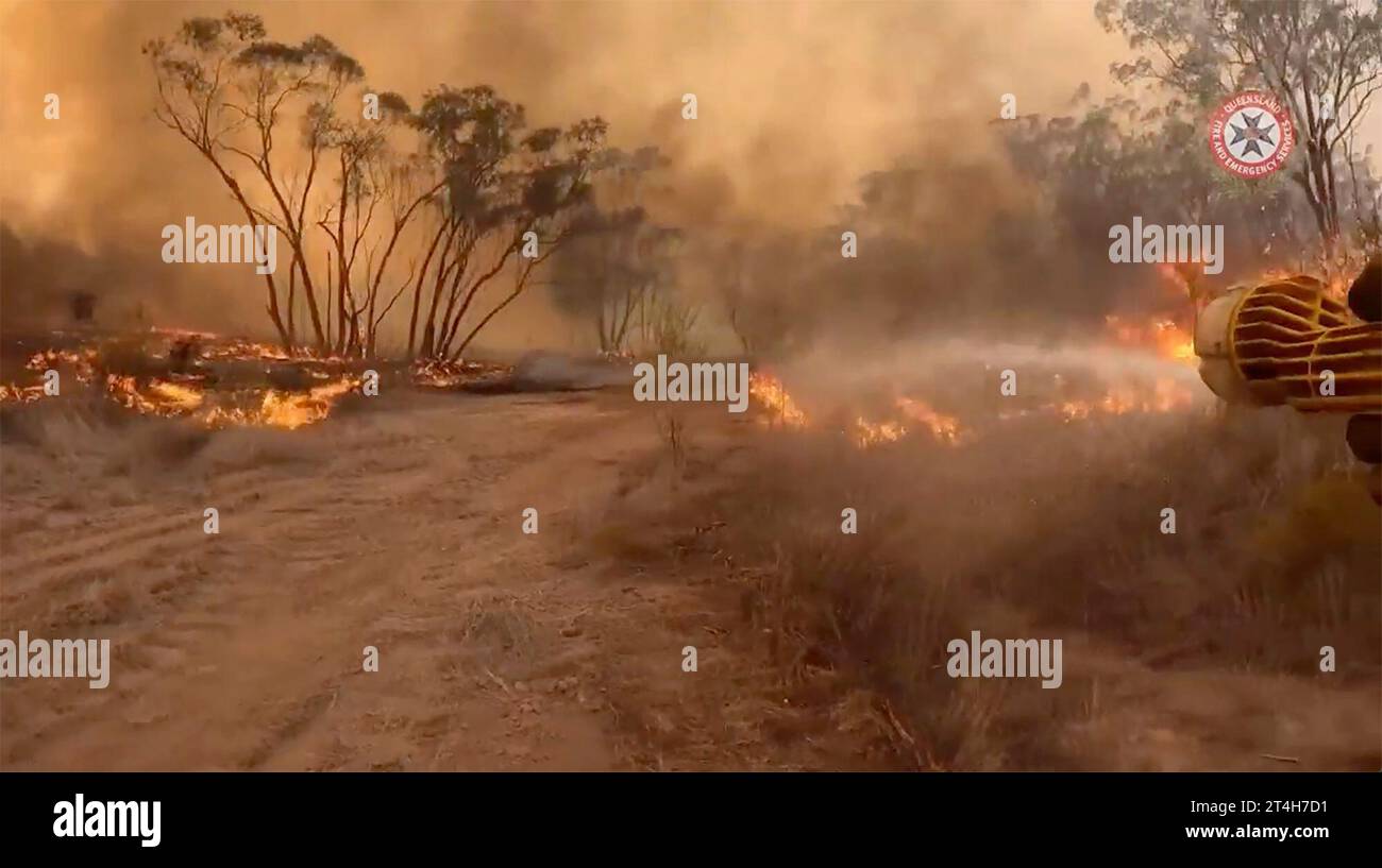 In this image made from video provided by the Queensland Fire And ...
