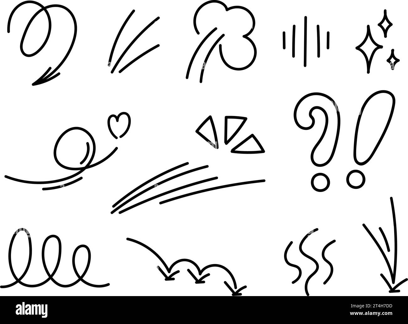 Set of line motion elements, emotional effect design icon. Hand drawn ...