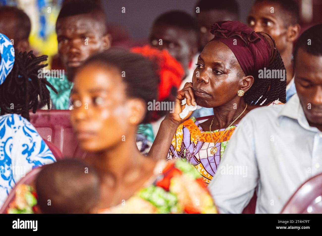 A large congregation gathered in a church in Abidjan, Cote d'Ivoire ...