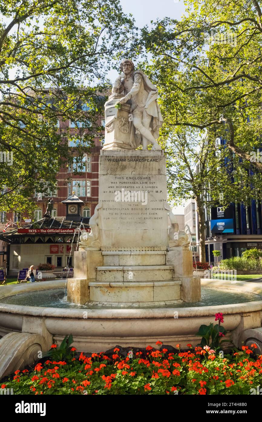 England, London, Leicester Square, William Shakespeare Statue Stock ...