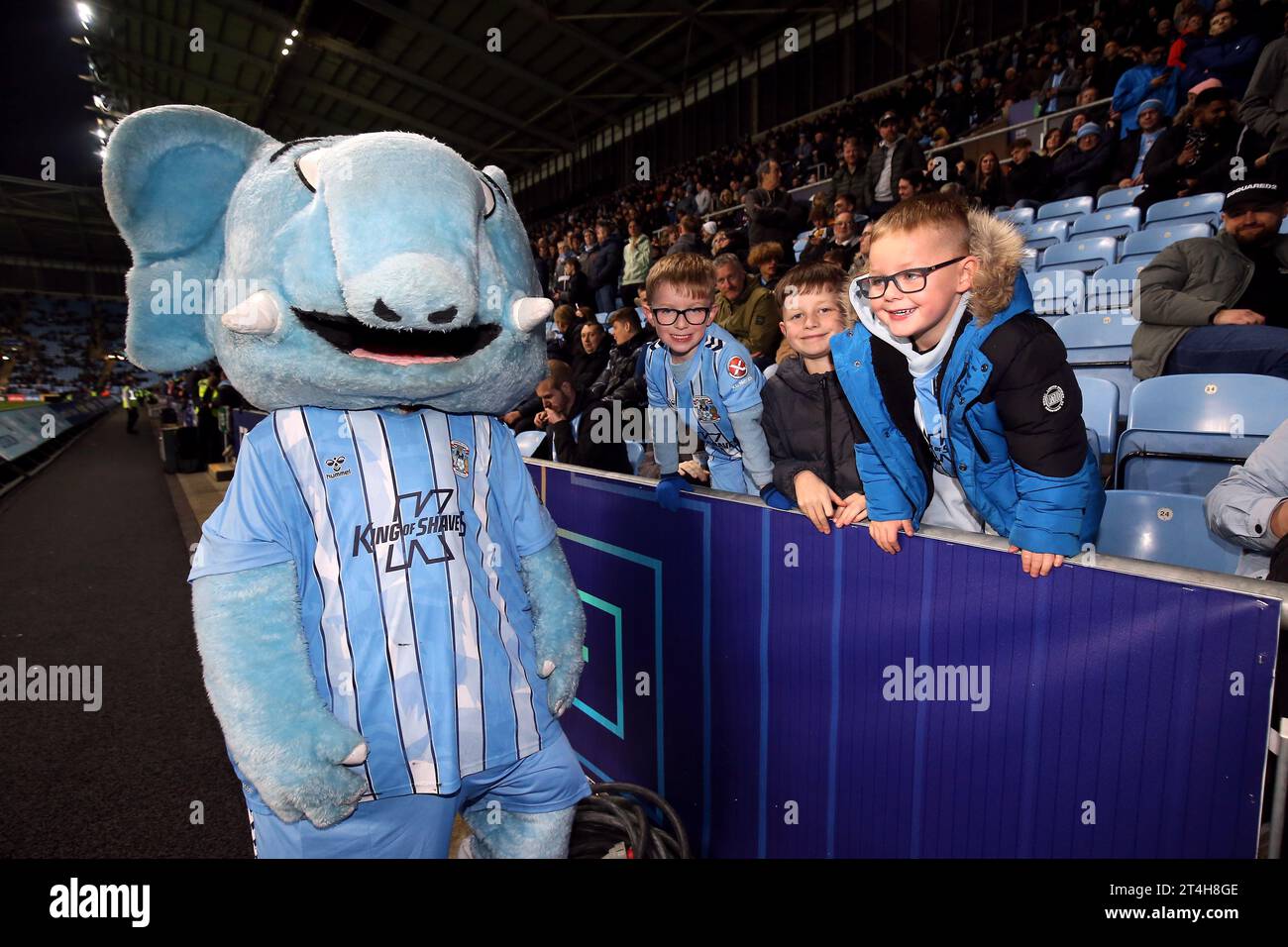 Coventry City fans with mascot Sky Blue Sam during the Sky Bet ...