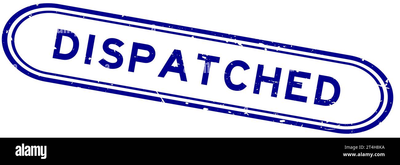 Grunge blue dispatched word rubber seal stamp on white background Stock ...