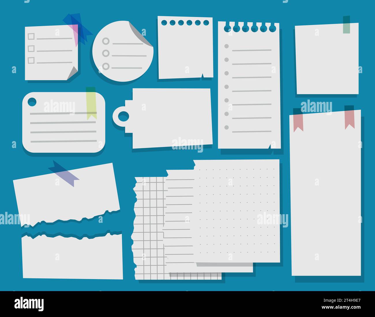 Paper notes. Linear pages of a notebook, lists of notebooks of ...