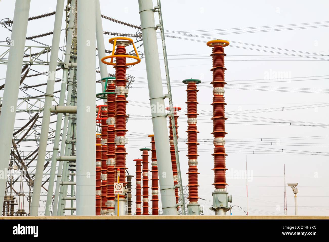Electric porcelain insulator in a substation, closeup of photo Stock ...