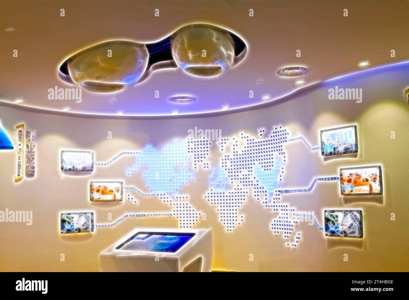 Exhibition hall building landscape, computer generated images, closeup ...