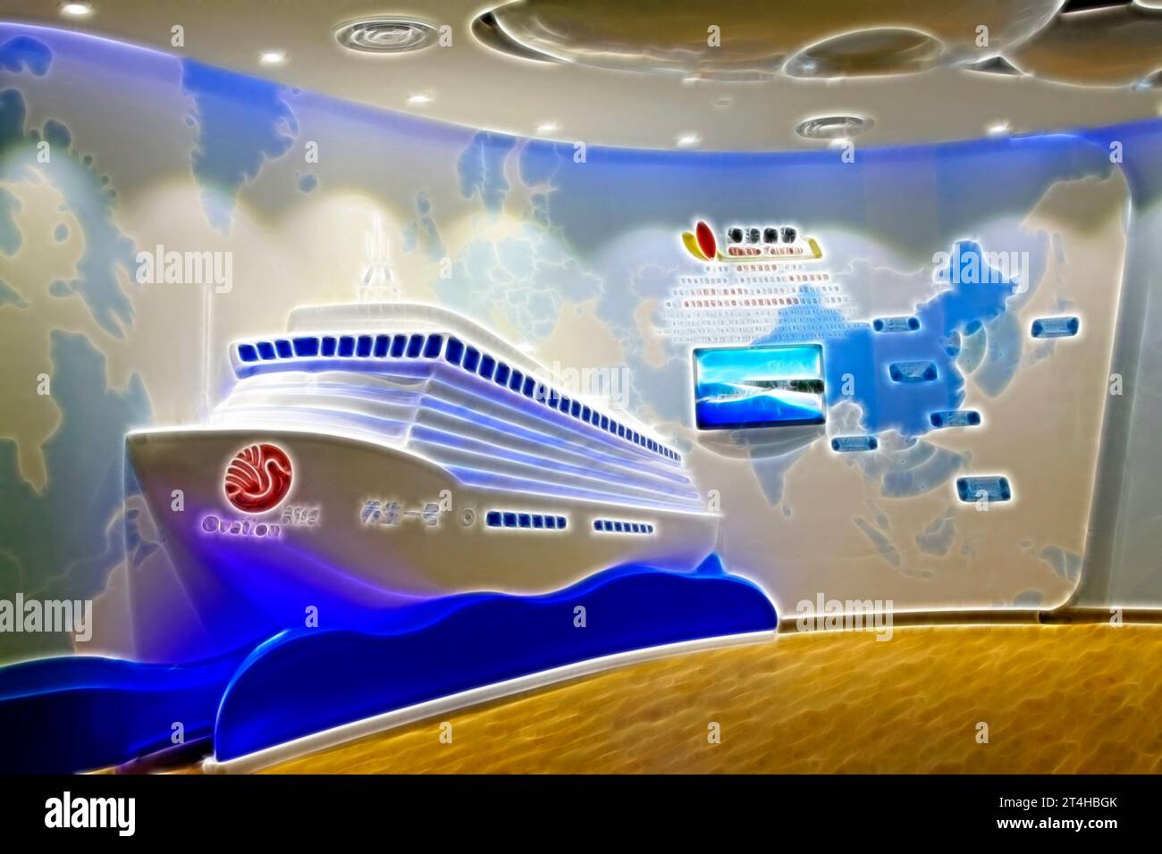 Exhibition hall building landscape, computer generated images, closeup ...