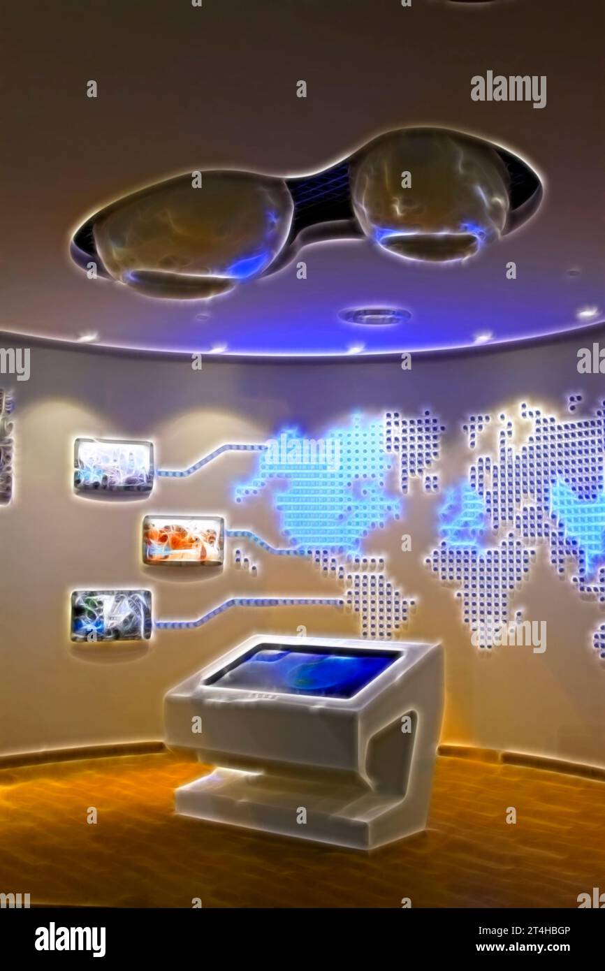 Exhibition hall building landscape, computer generated images, closeup ...