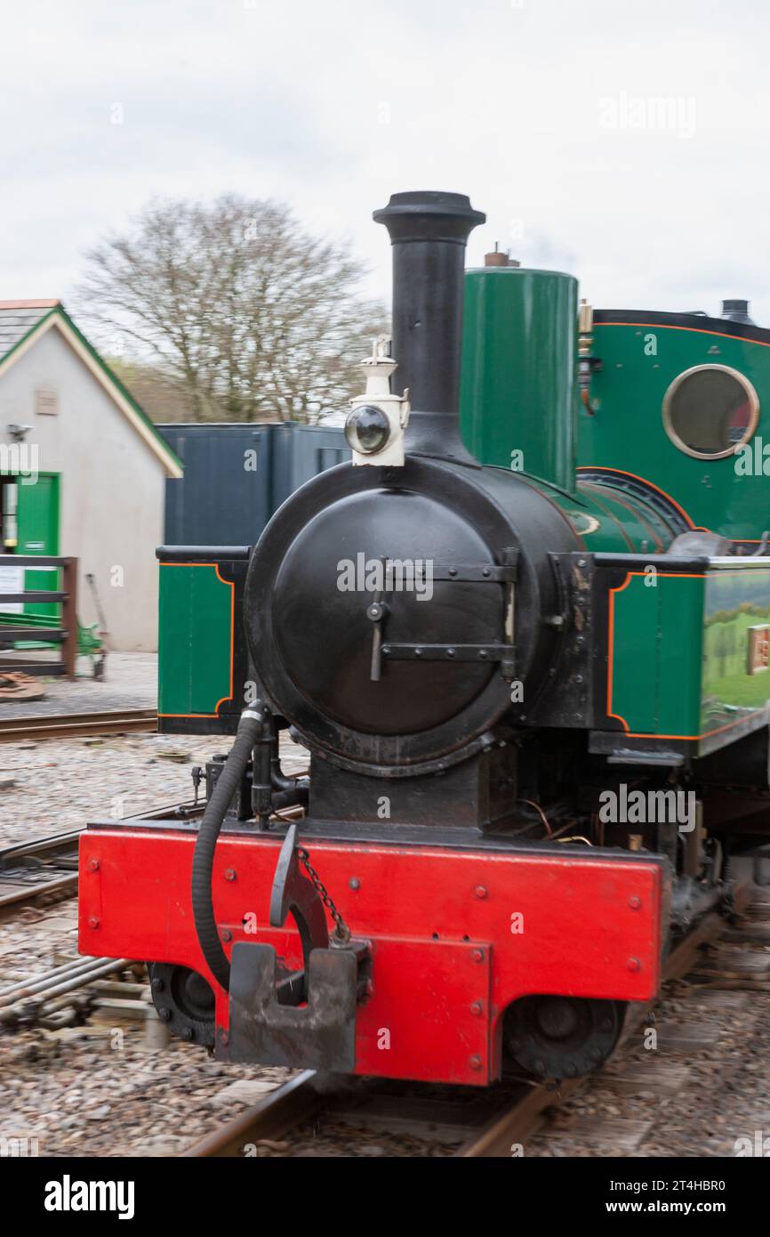 Steam locomotive "Axe" at Woody Bay station on the Lynton and ...