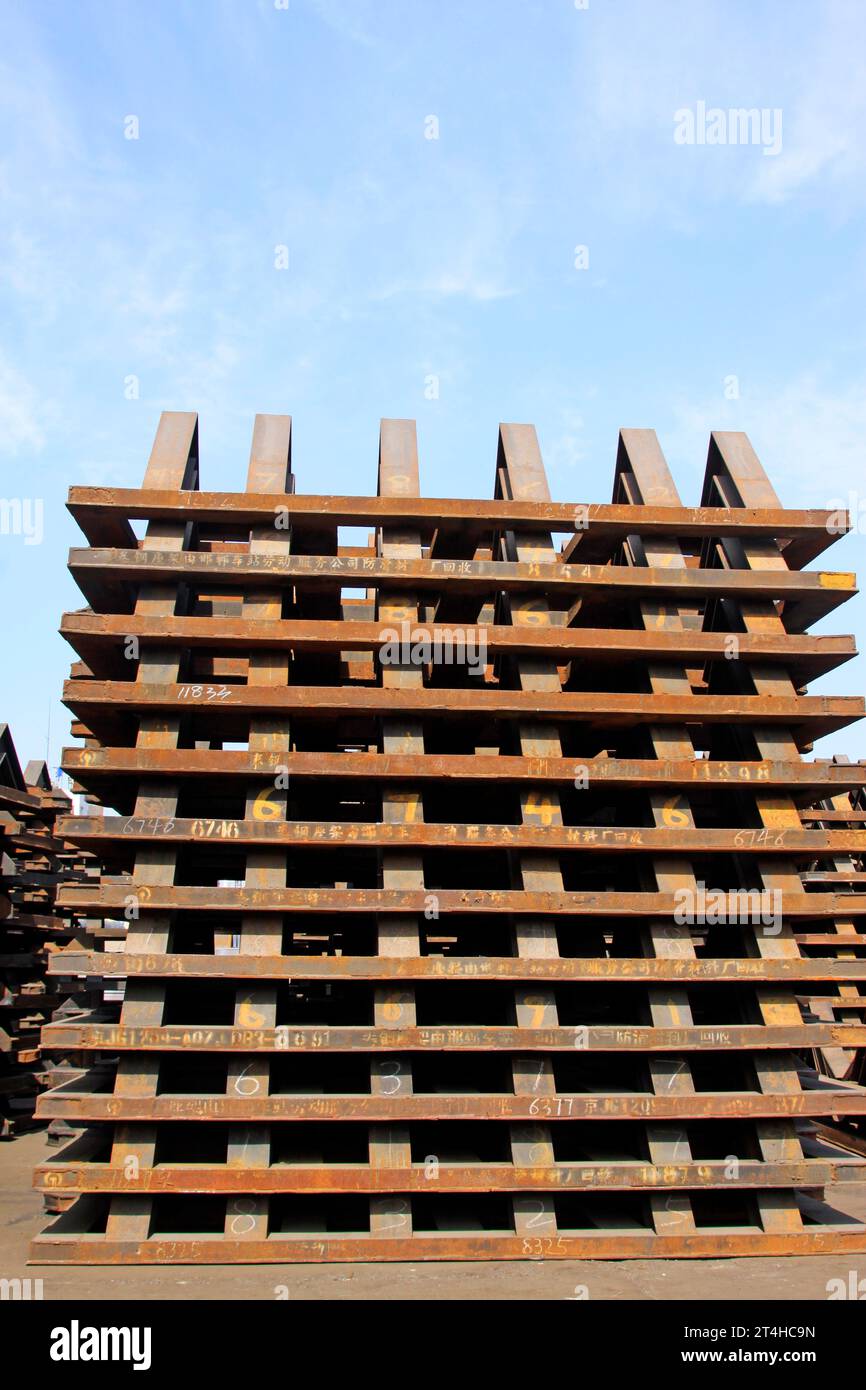 Piles of steel components, closeup of photo Stock Photo - Alamy