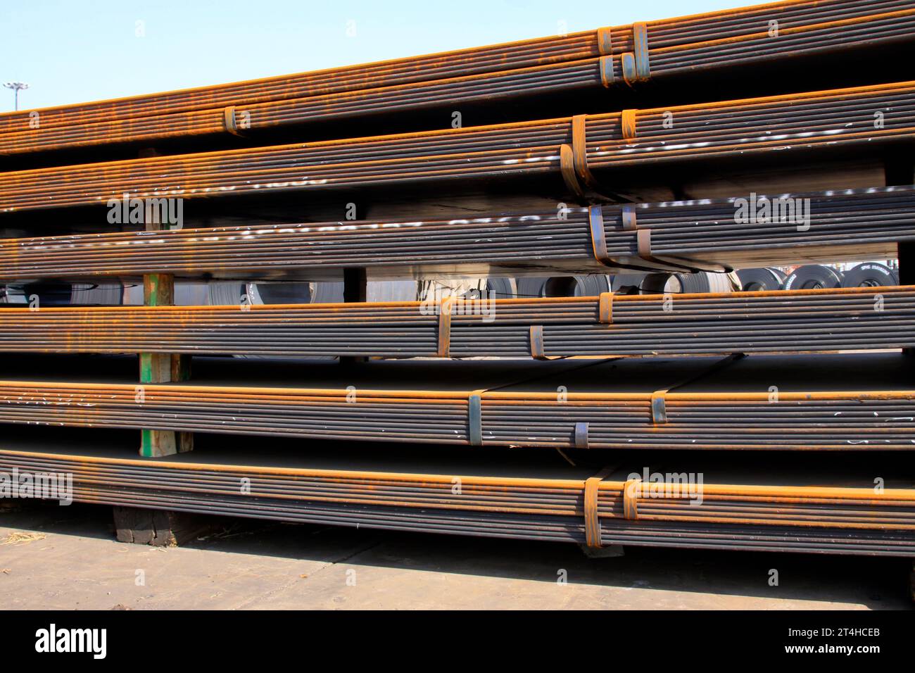 Steel plate in a goods yard, closeup of photo Stock Photo - Alamy