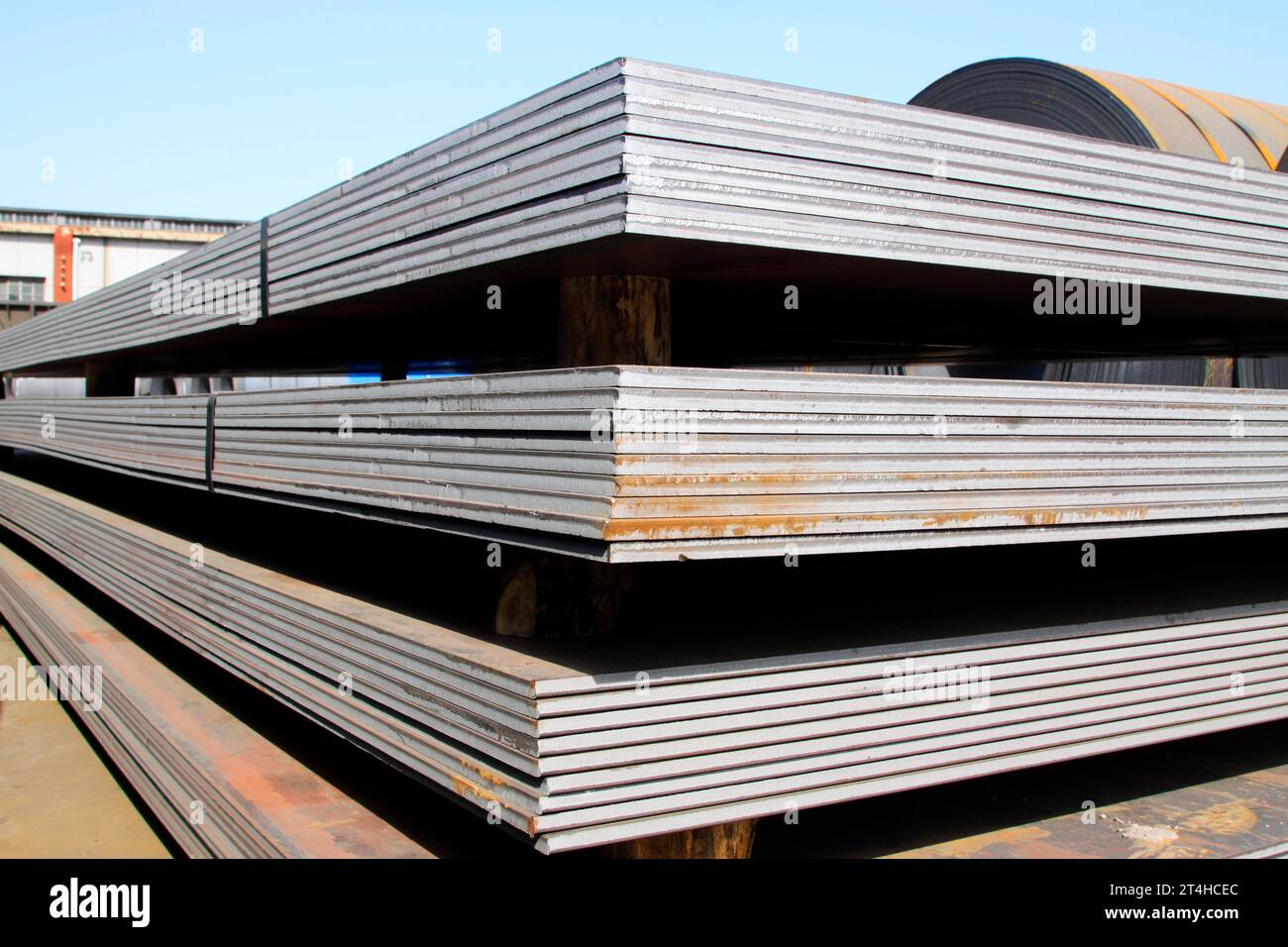 Steel plate in a goods yard, closeup of photo Stock Photo - Alamy