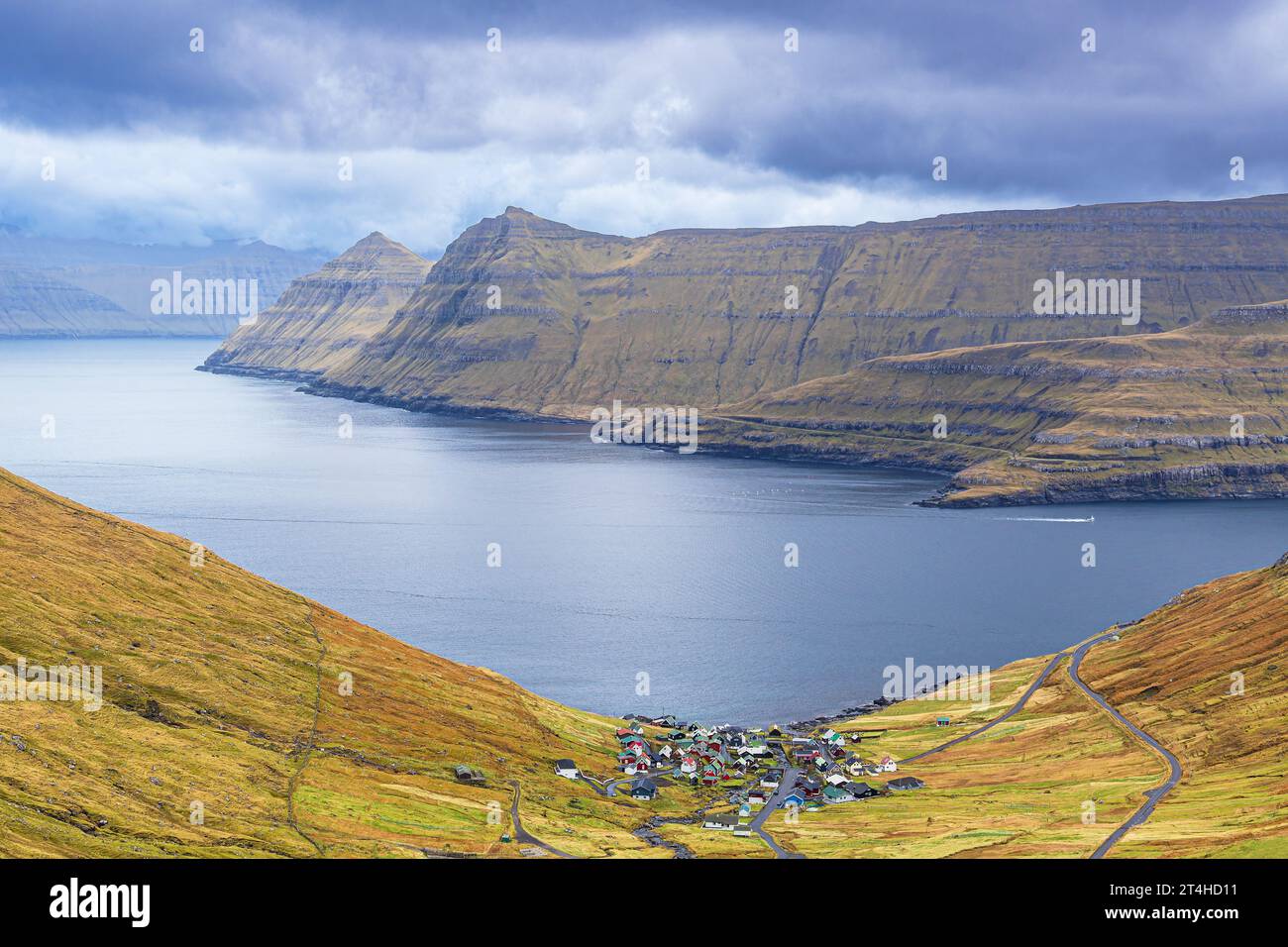 View Of Funningur Village By Funningsfjørður Fjord On The Faroe Island ...