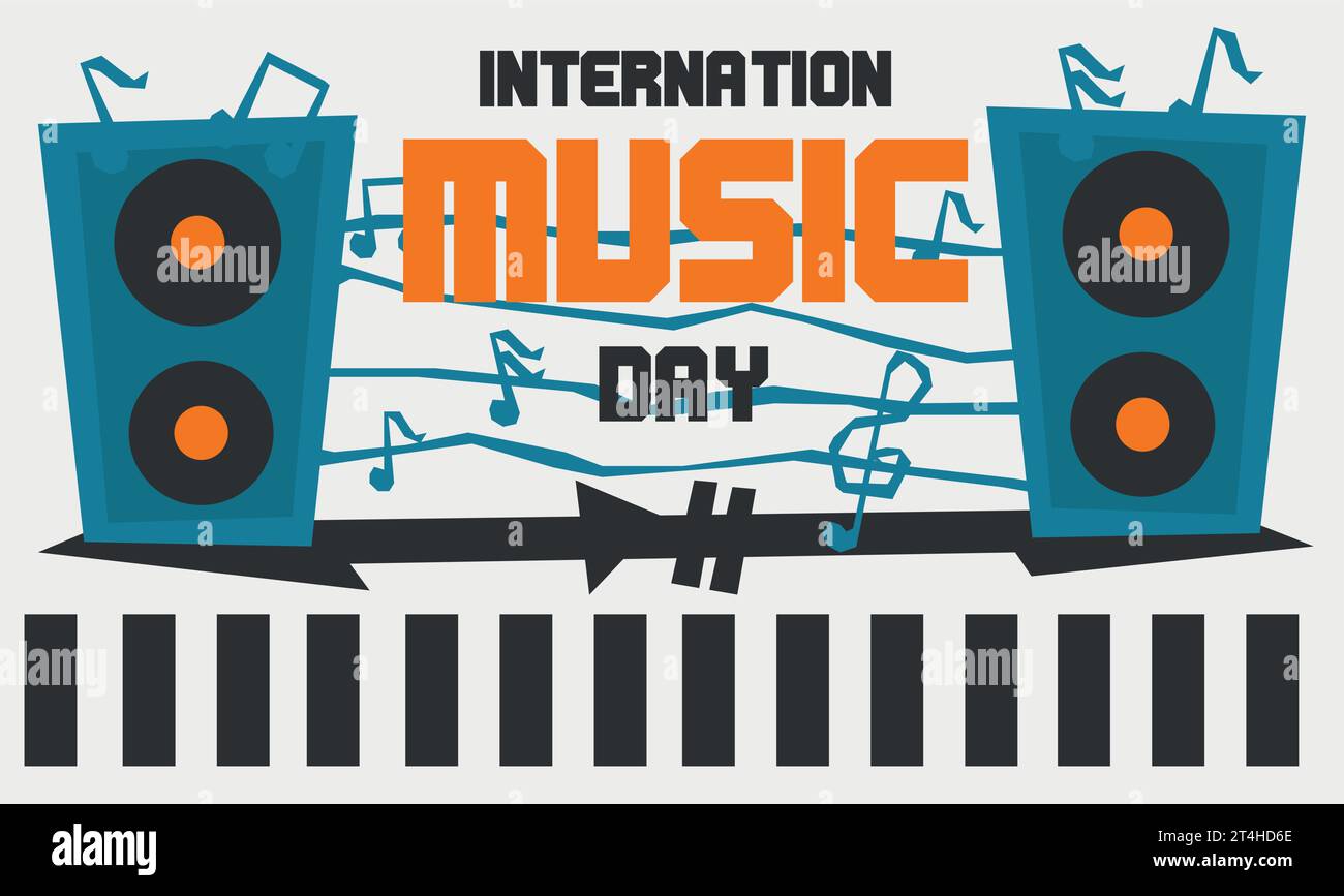 international day of world music, vector graphics, flat style, dynamics ...