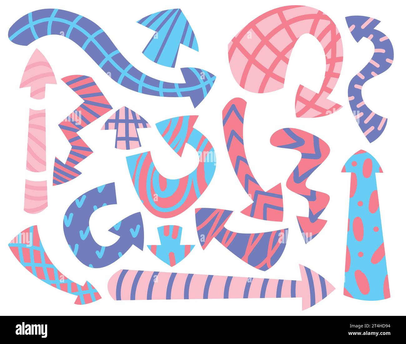 colored thick vector arrows, print inside the arrows, zigzags and lines ...