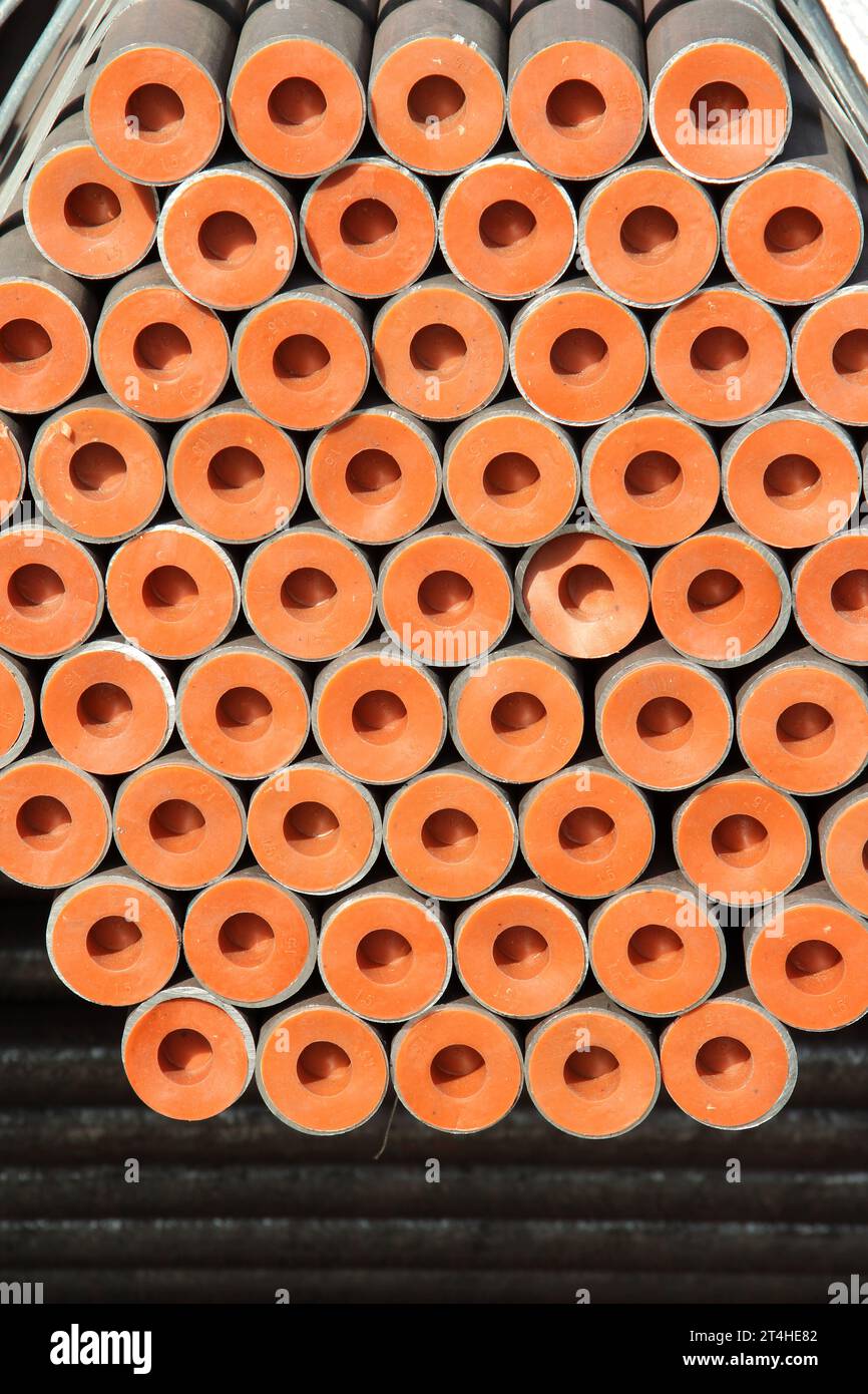 Steel pipe cross section features, closeup of photo Stock Photo - Alamy