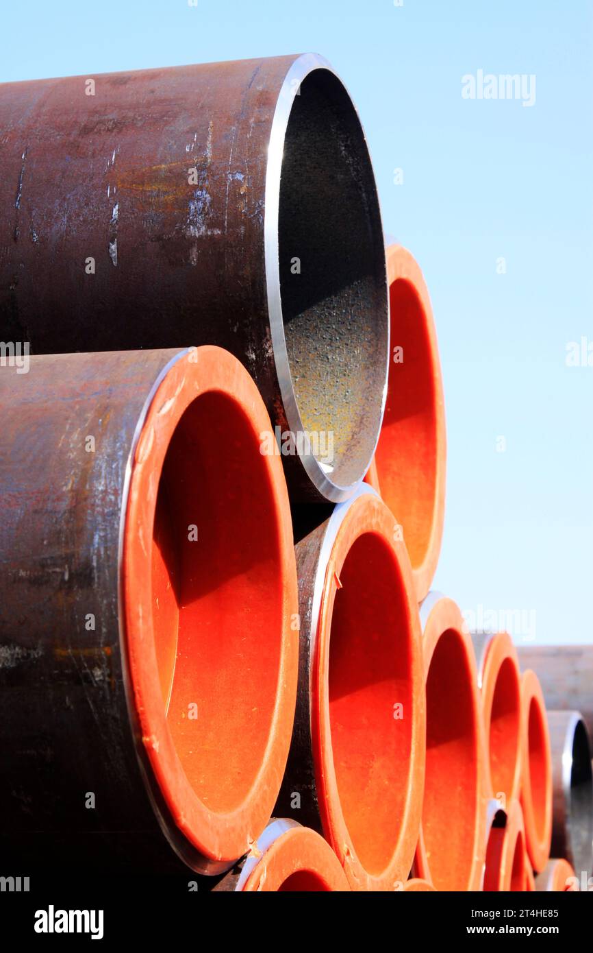 Steel pipe cross section features, closeup of photo Stock Photo - Alamy