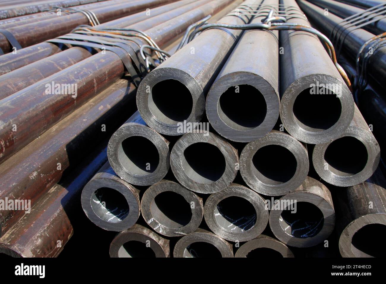 Steel pipe cross section features, closeup of photo Stock Photo - Alamy