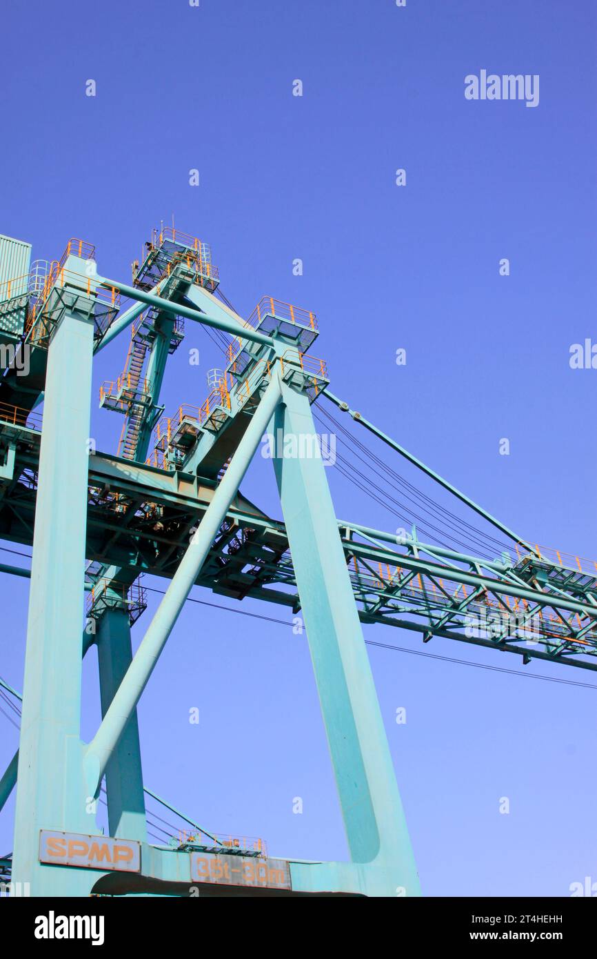 port container crane parts, closeup of photo Stock Photo - Alamy