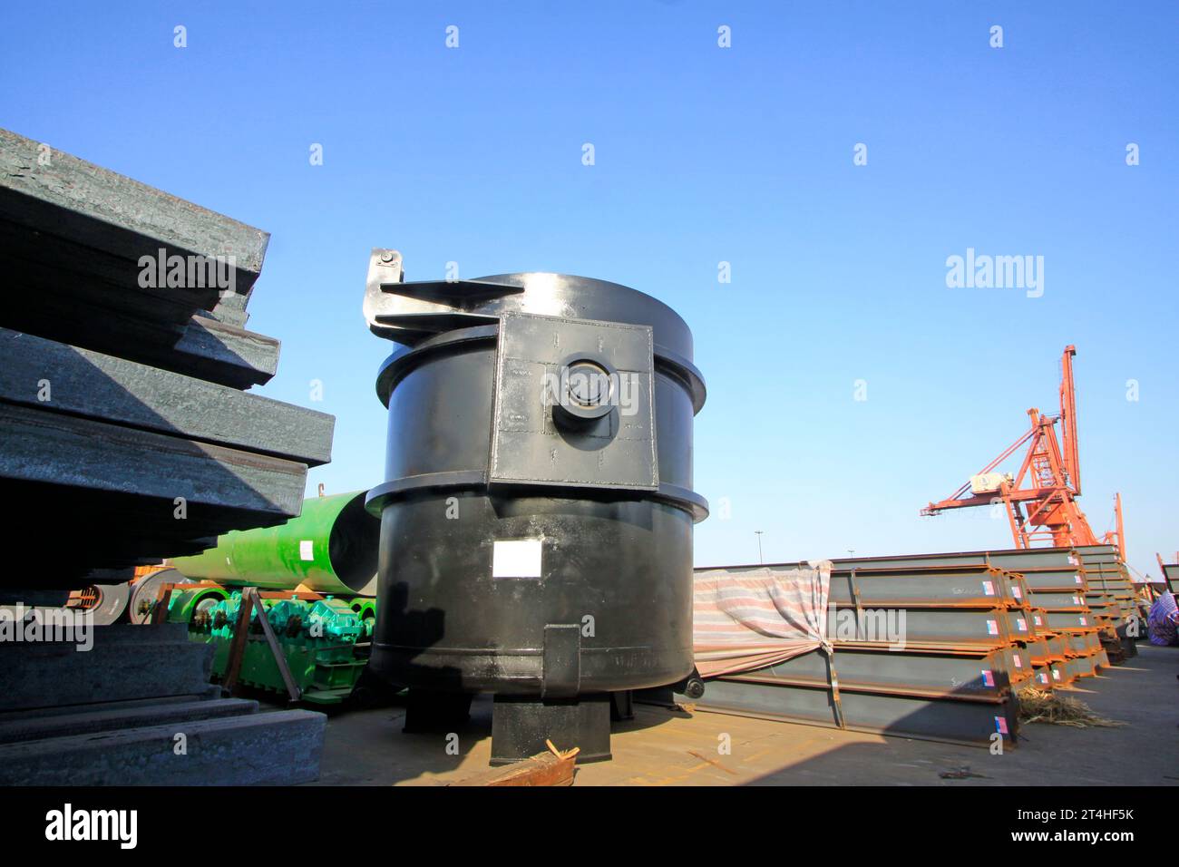 Bulk terminal ladle steel i-beam crane, closeup of photo Stock Photo ...