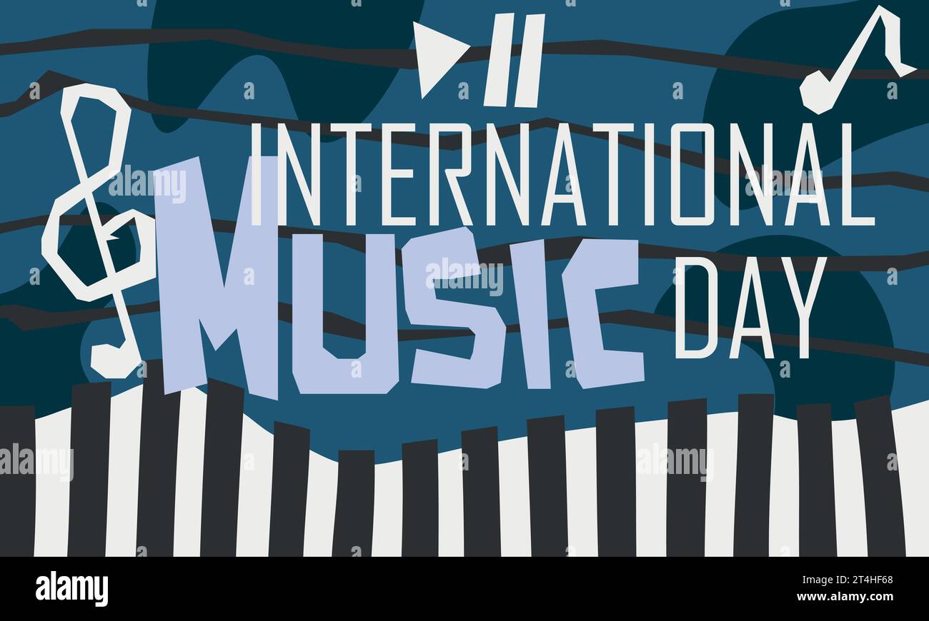 international day of world music, vector graphics, flat style, piano ...