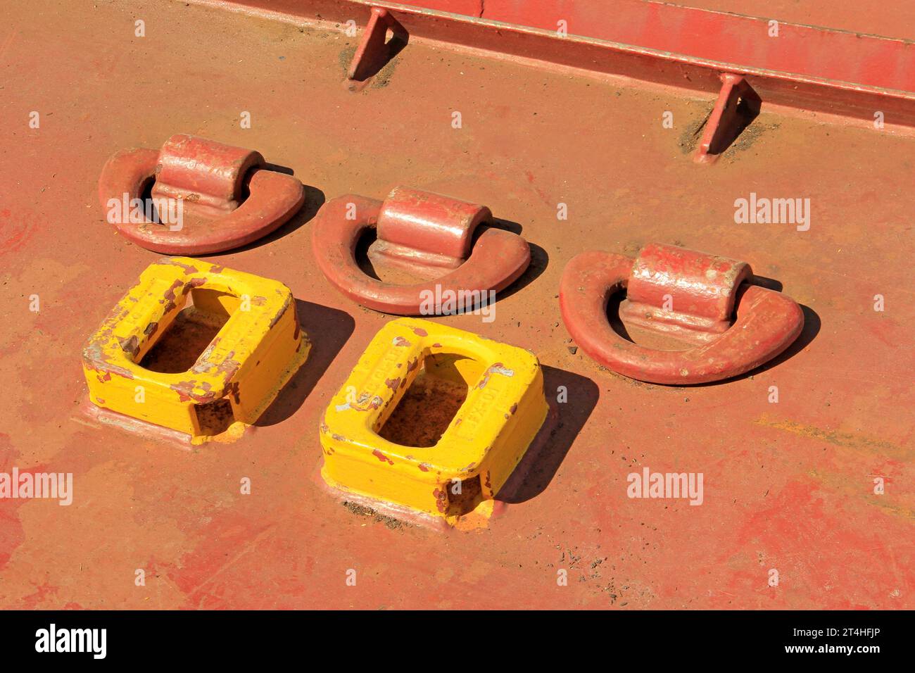 Metal device in the ship steel deck, closeup of photo Stock Photo - Alamy