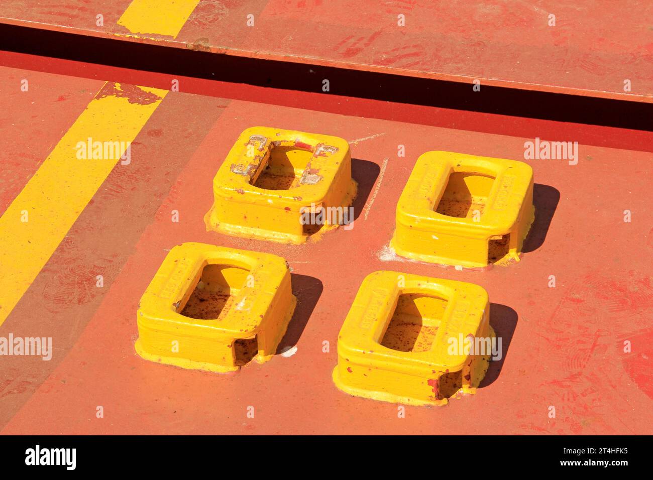 Metal device in the ship steel deck, closeup of photo Stock Photo - Alamy