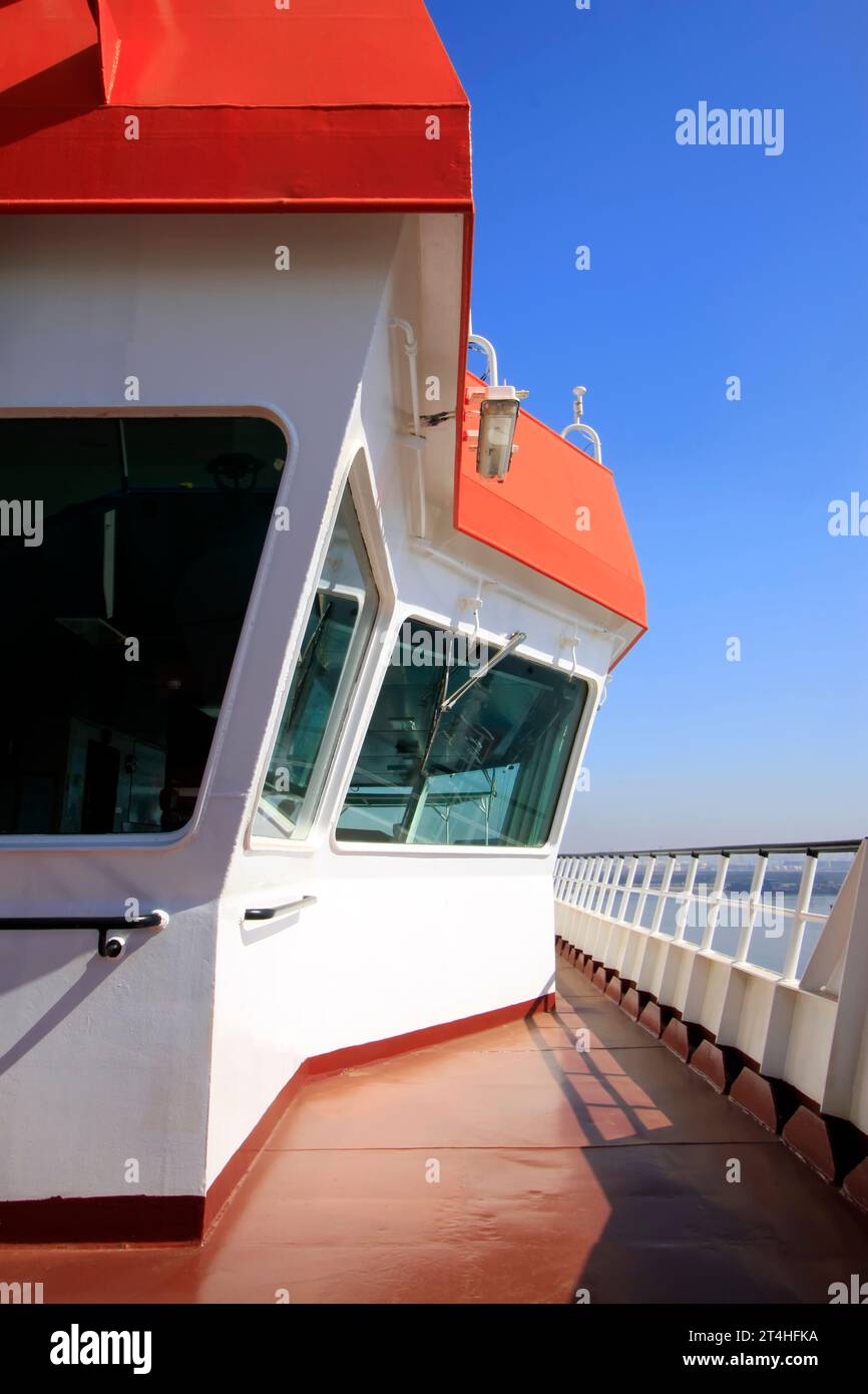 cargo ship cab glass observation window, closeup of photo Stock Photo ...