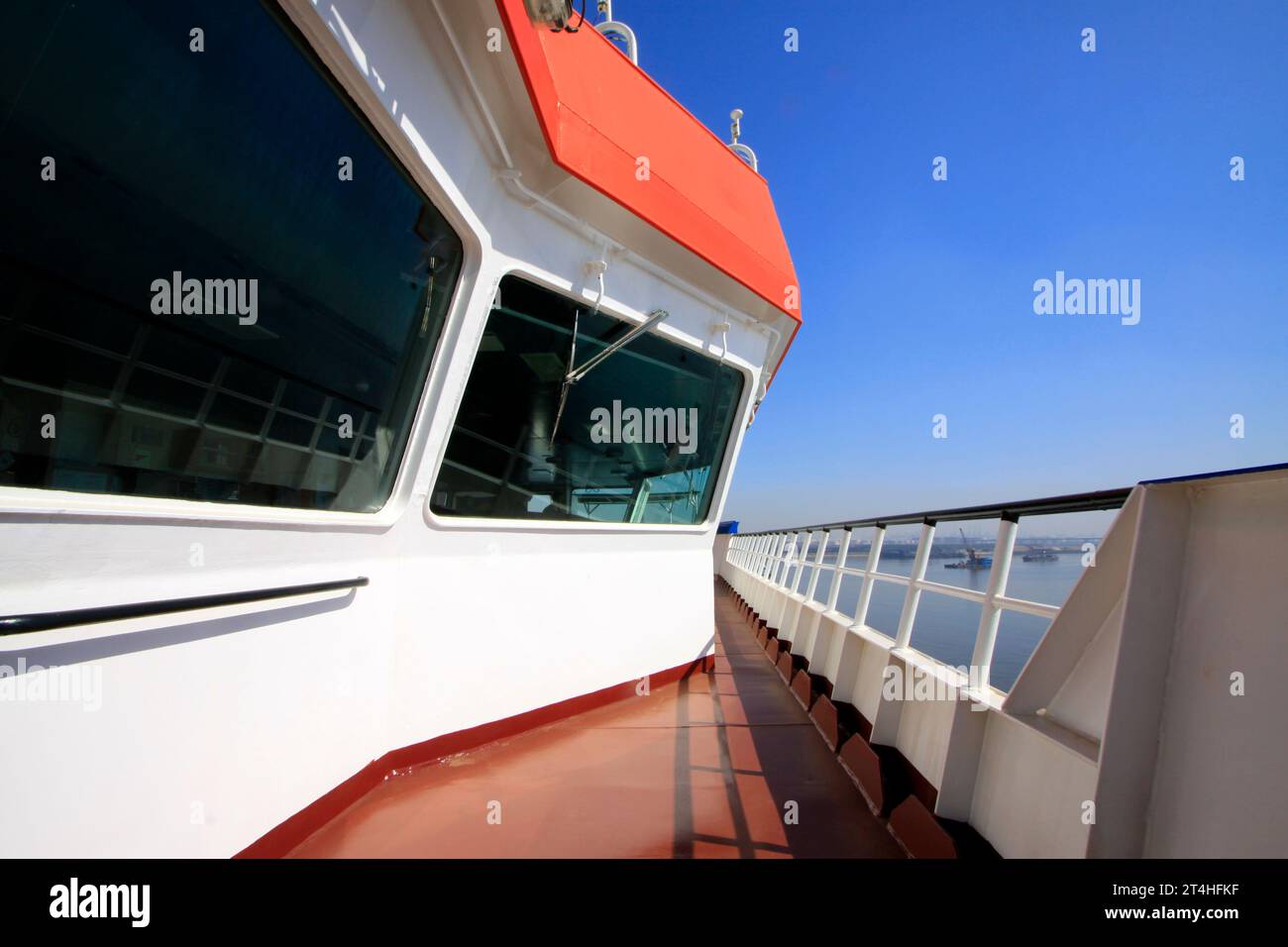cargo ship cab glass observation window, closeup of photo Stock Photo ...
