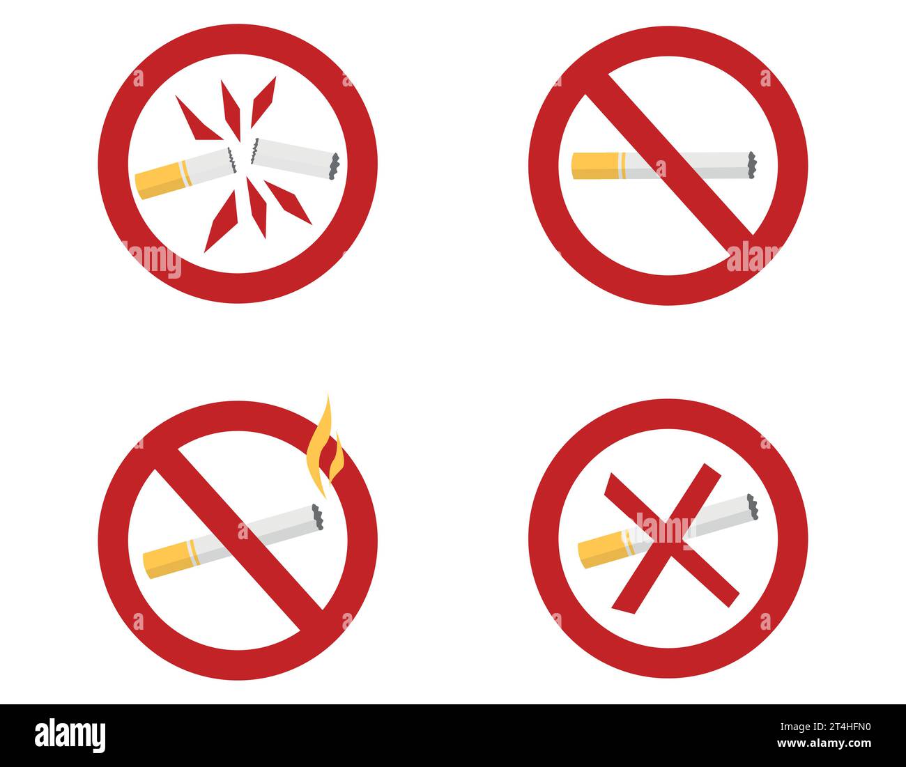 set prohibition of smoking, cigarette prohibition sign, broken ...