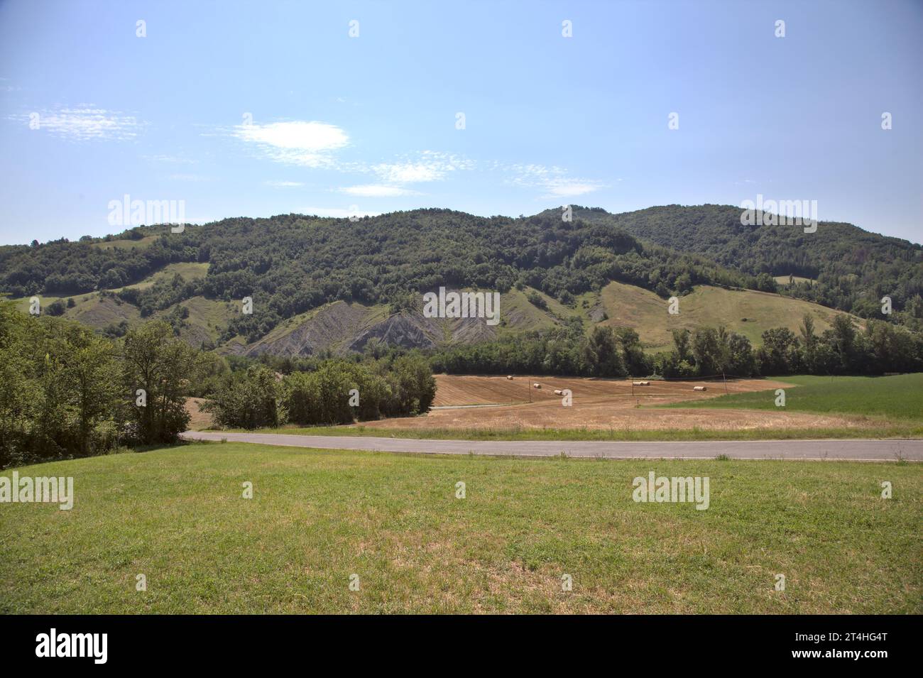 Road in a park by the hillside at sunset Stock Photo - Alamy