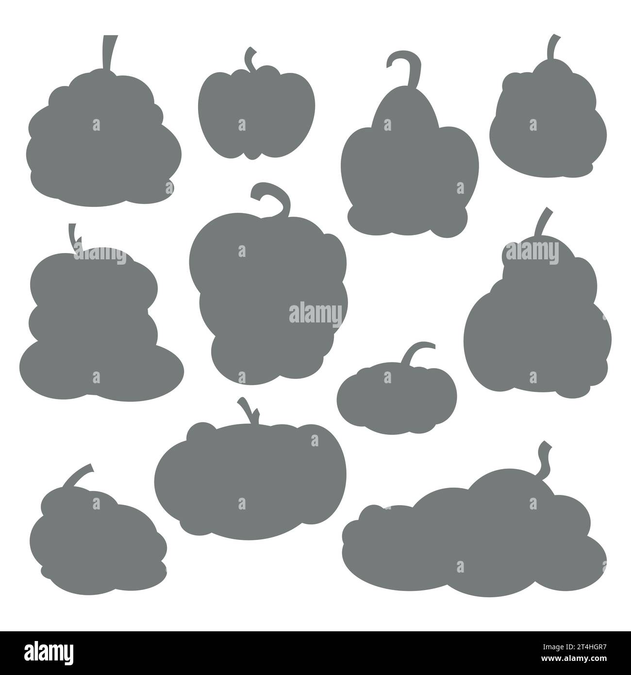 pumpkin, vector shadow, flat graphics, different shapes of pumpkins for ...