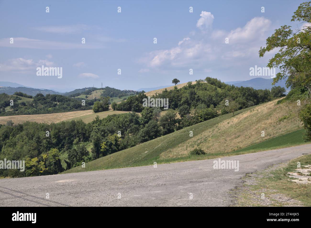Road in a park by the hillside at sunset Stock Photo - Alamy