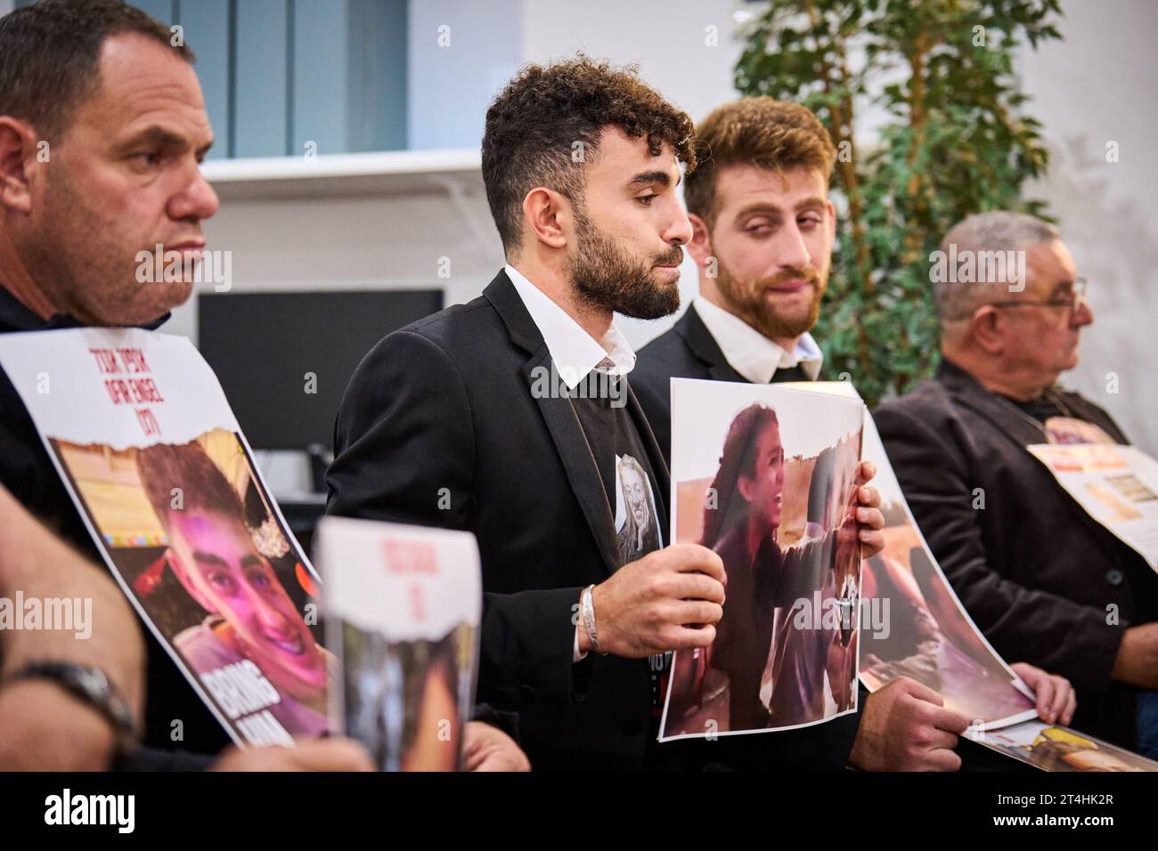 THE HAGUE - Family members and relatives of Israeli hostages speak to ...