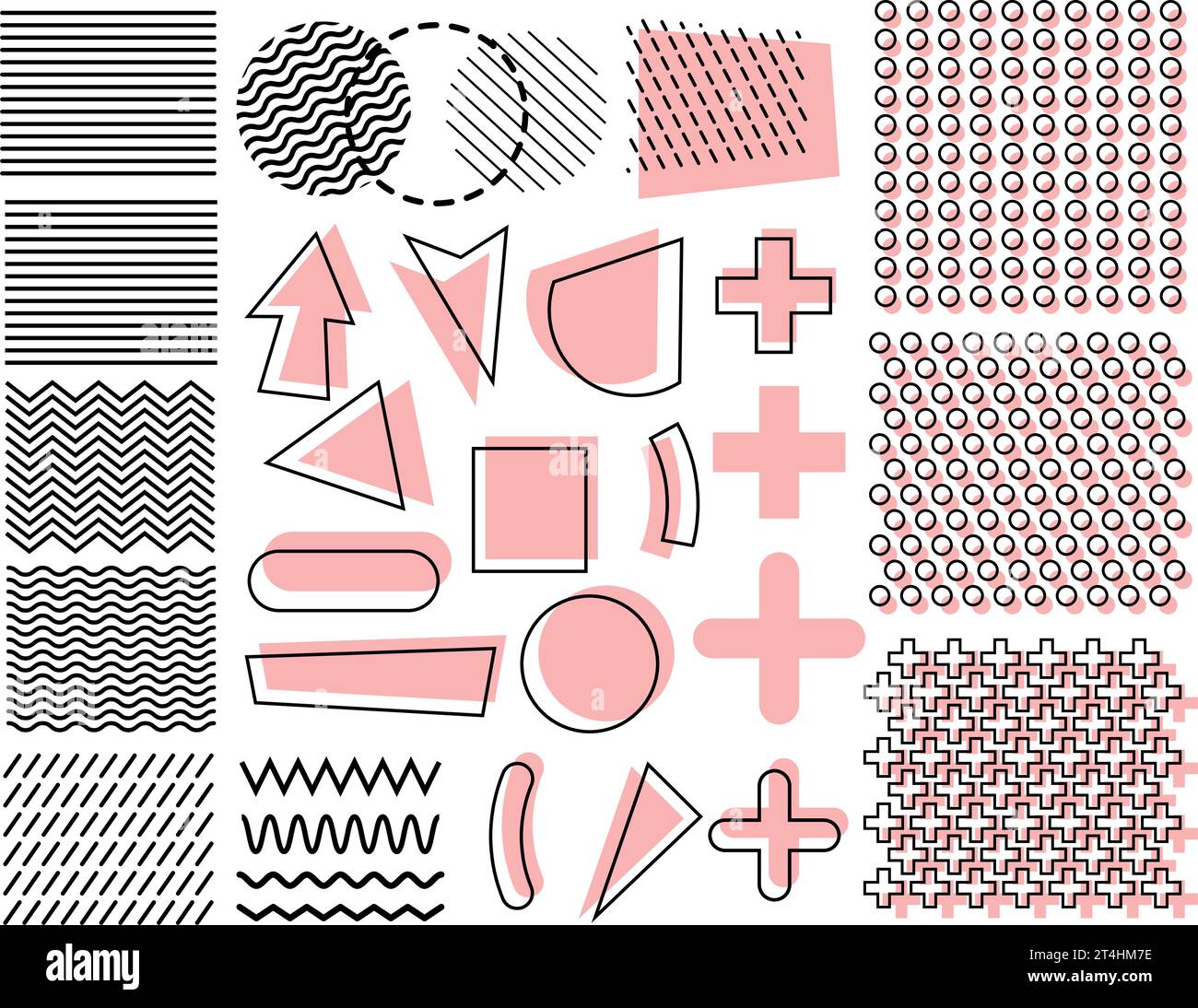 memphis style elements set, vector graphics, geometric shapes Stock ...