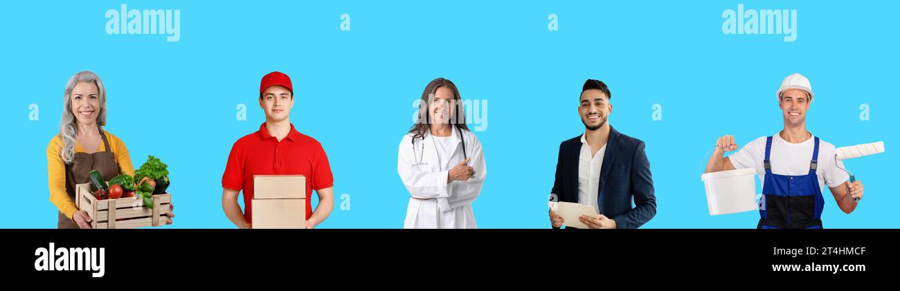 Composite Image With People Of Different Professions Portraits Over ...