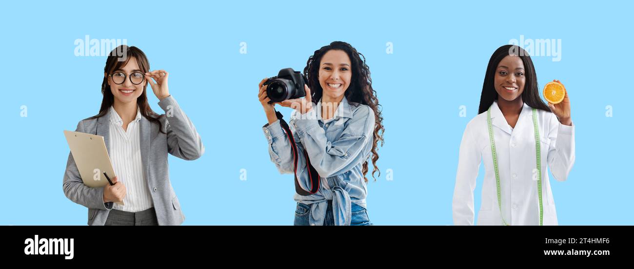 Portraits Of Happy Young Women Representing Different Professions ...