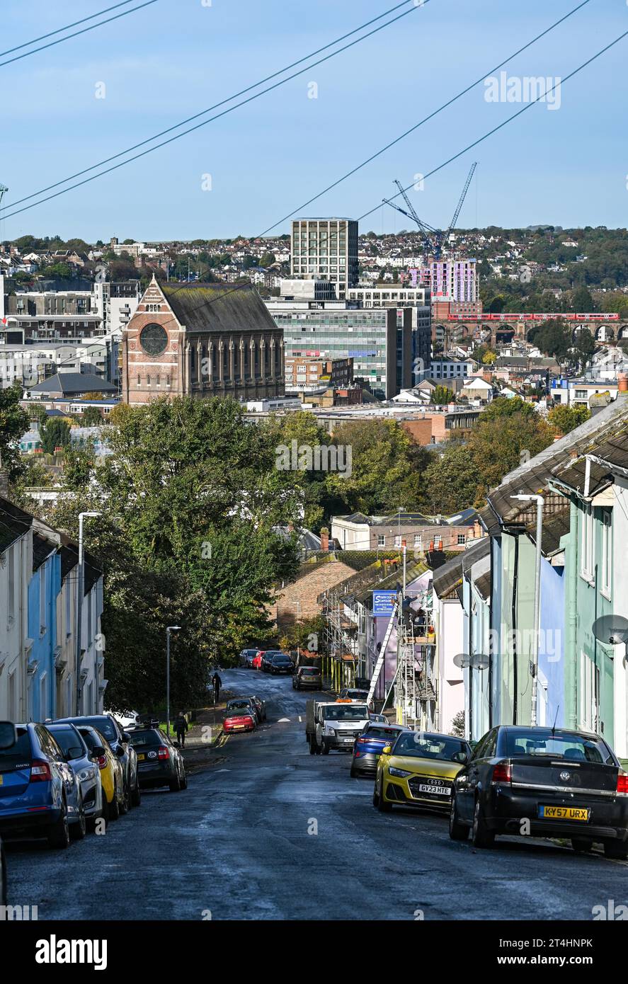 View across Brighton city centre seen from the Hanover area with the ...