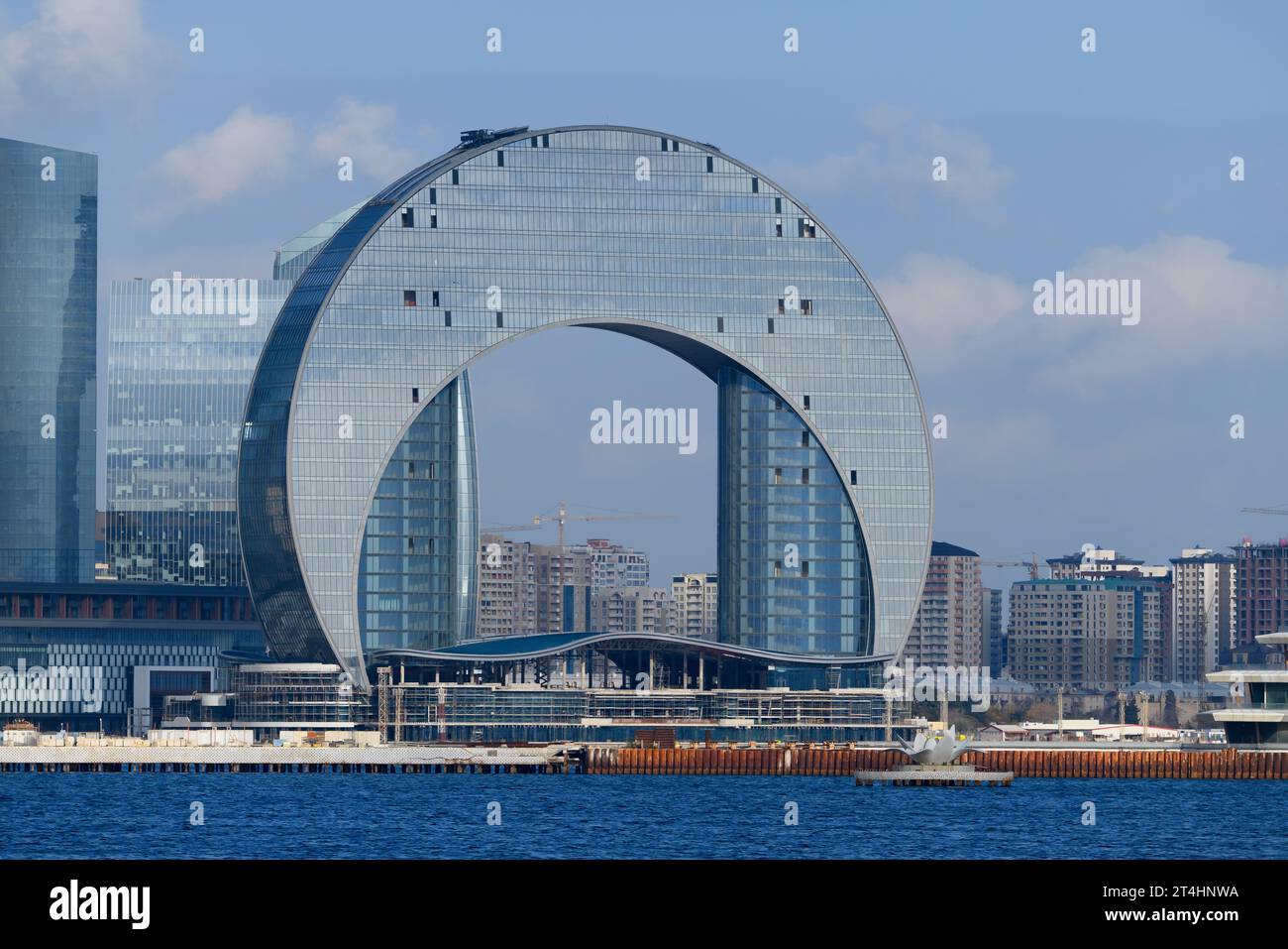 The Crescent Bay Project in Baku, Azerbaijan. Modern glass tower of The ...