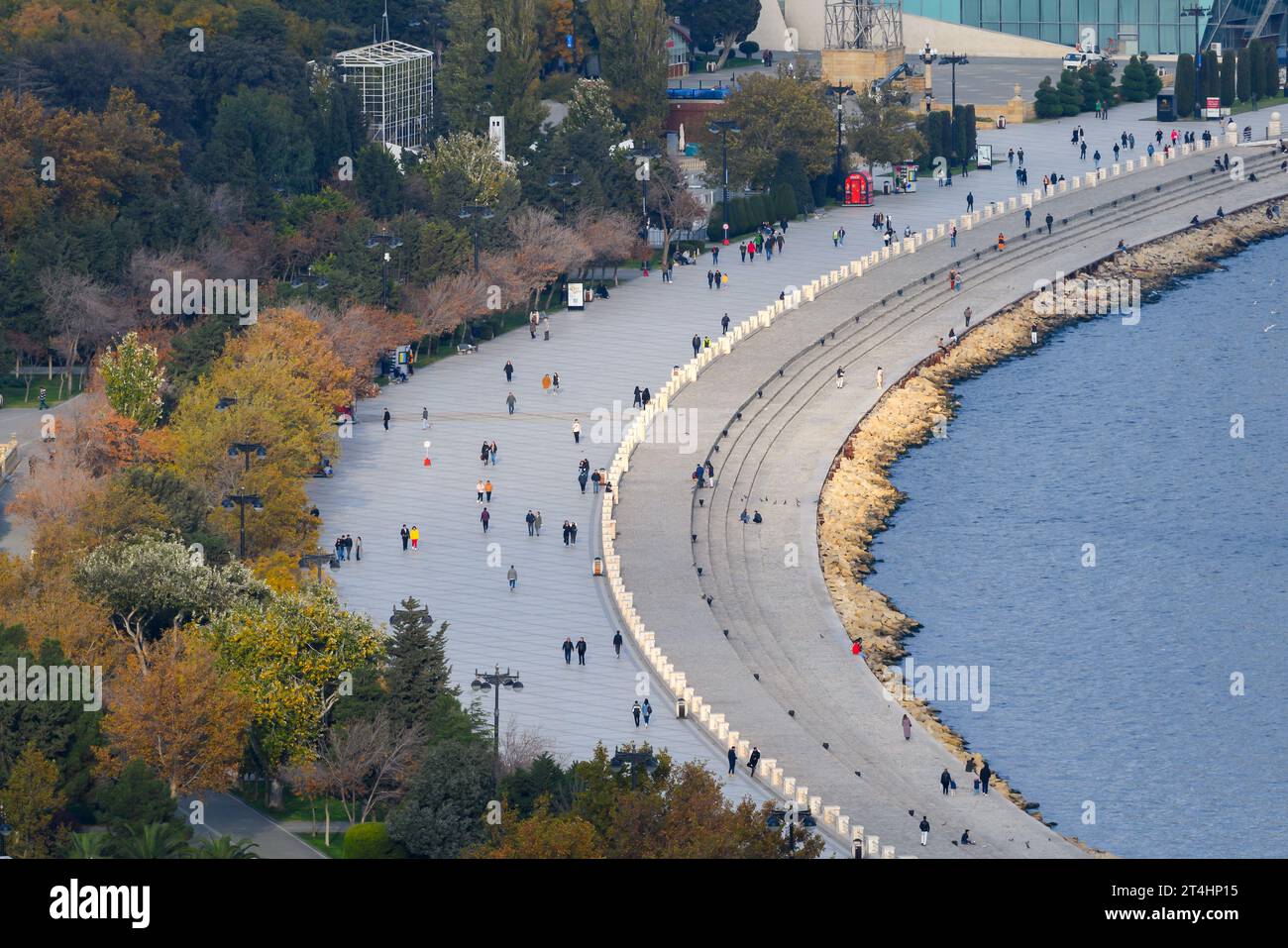 Baku Boulevard, built for pedestrians to walk by the Baku waterfront of ...
