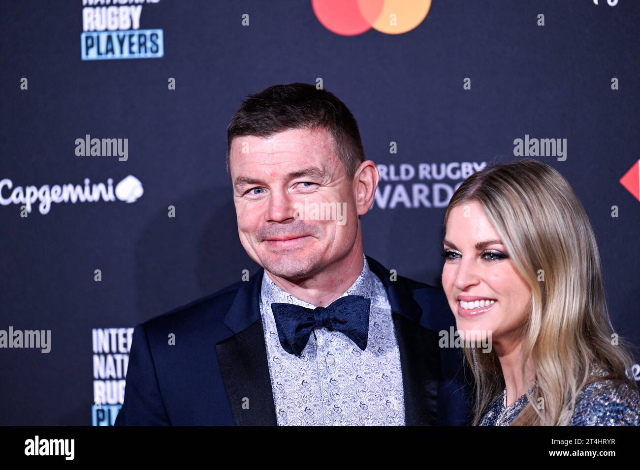 Paris, France. 29th Oct, 2023. Brian O'Driscoll and his wife Amy Huberman during the World Rugby ...