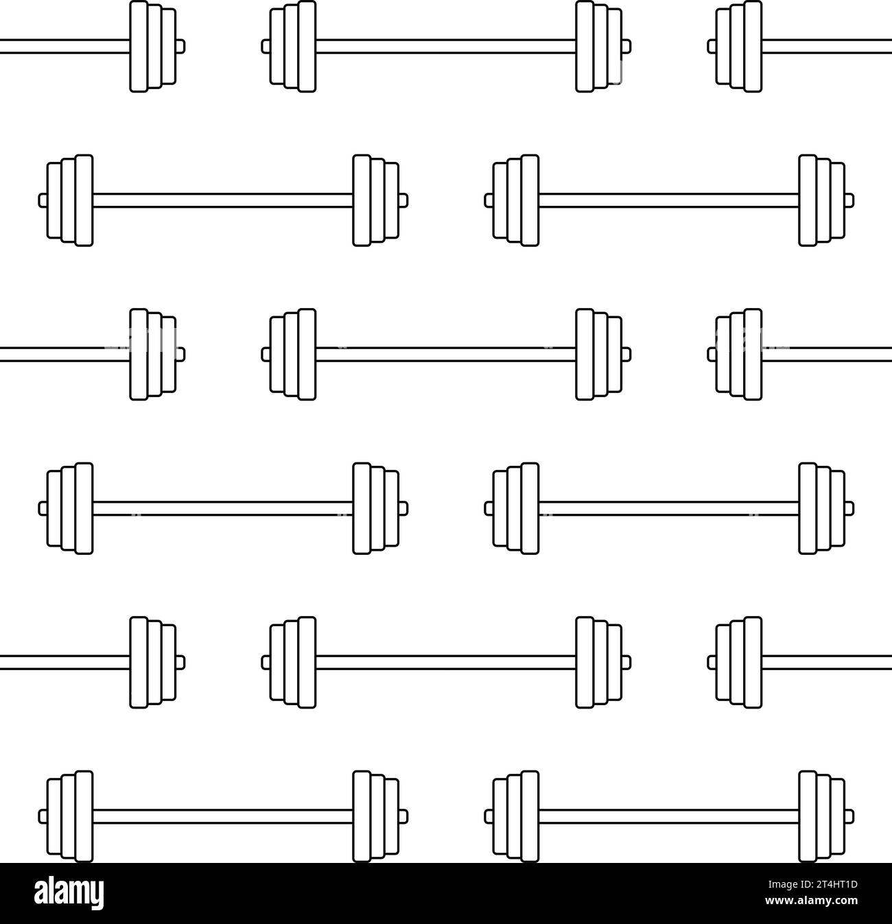 Vector seamless pattern of flat outline barbell isolated on white ...